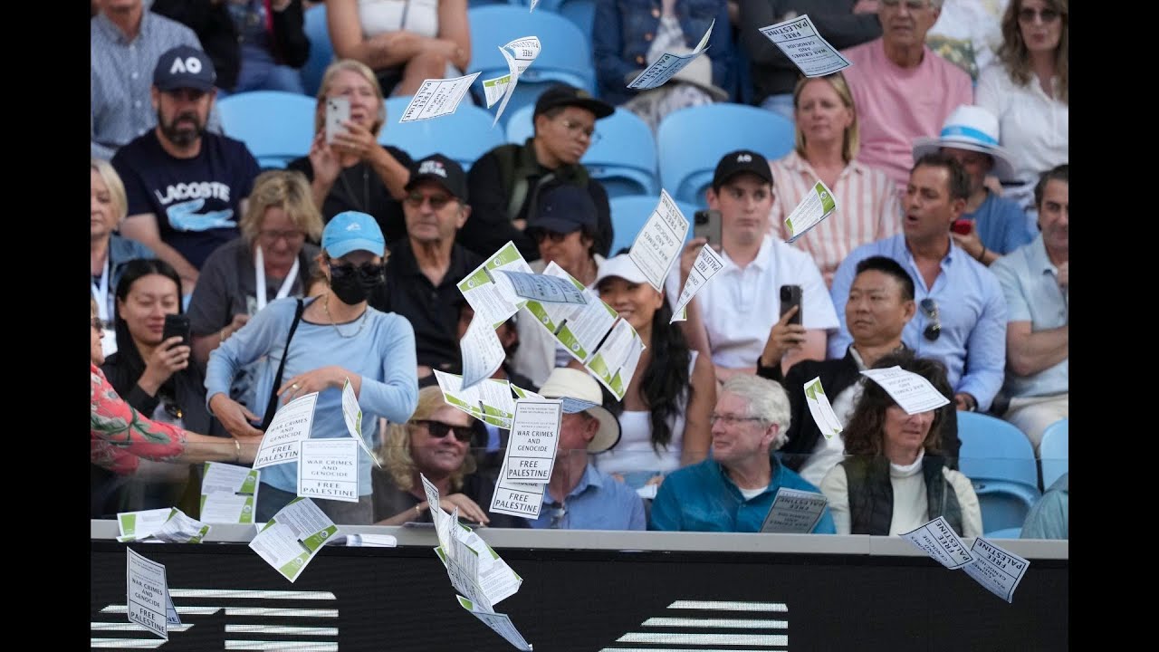 Pro-Palestinians protester delays Australian Open match by throwing ...