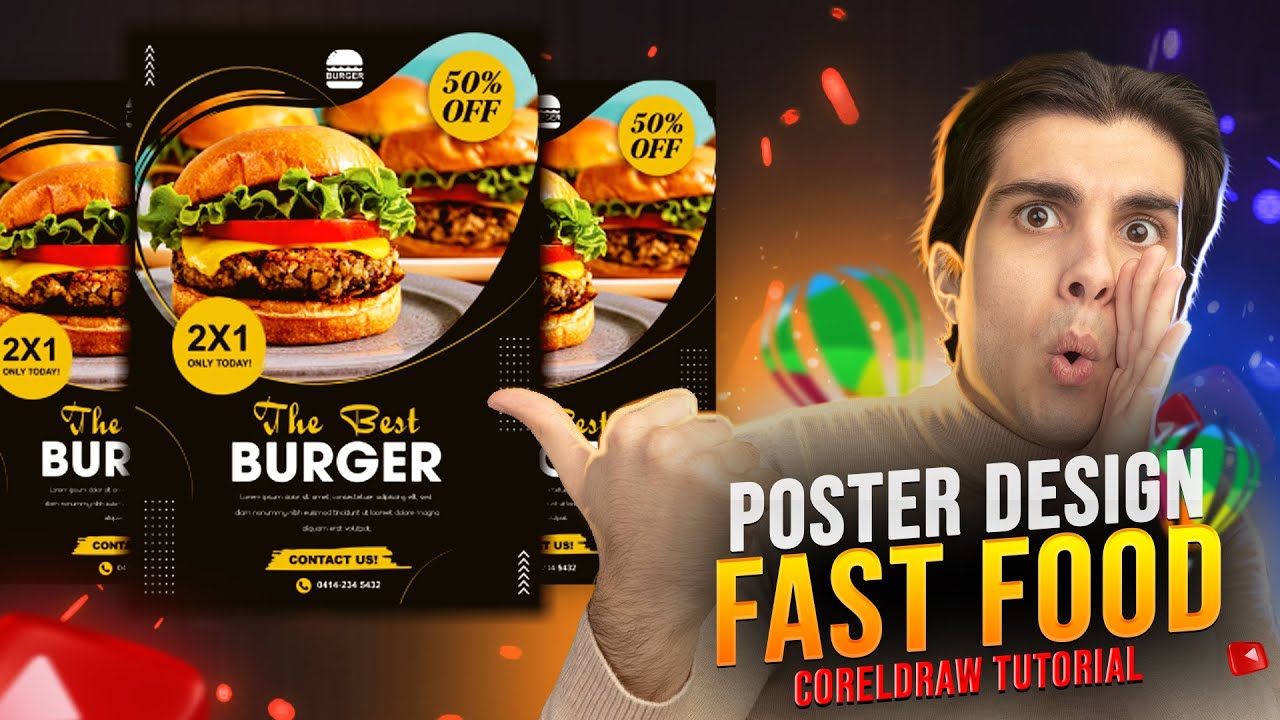 Fast Food Poster Design in Coreldraw Tutorial | How to fast food Poster ...