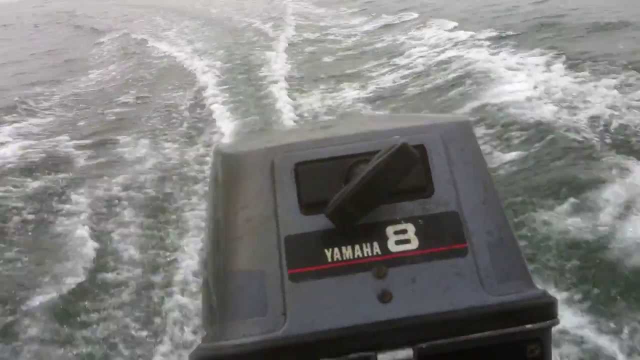 8 hp Yamaha 2 stroke outboard on Bonwitco 320 racing Honda 10 hp 4 ...