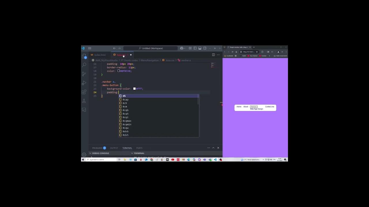 Creating a menu-bar with a submenu with HTML and CSS - YouTube