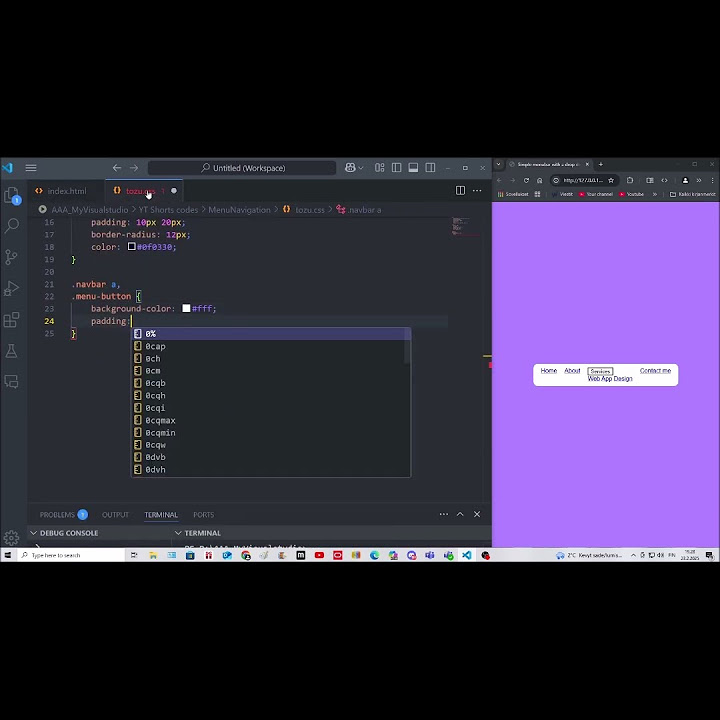 Creating a menu-bar with a submenu with HTML and CSS - YouTube