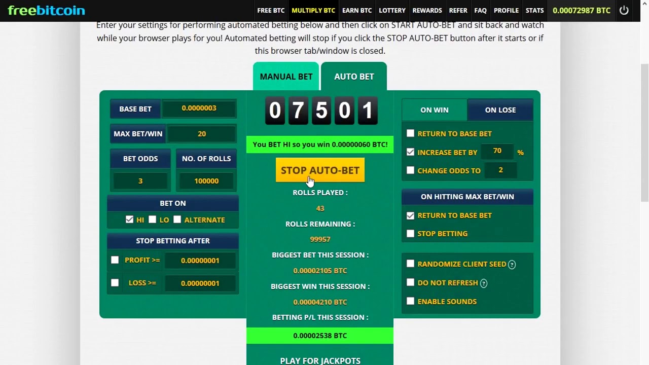 FreeBitcoin Good Strategy Low Balance Safe Strategy 50k to 100k satoshi ...