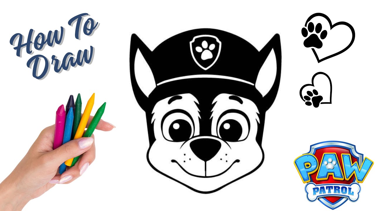 How to draw Chase - Paw Patrol || Easy drawing for kids - YouTube