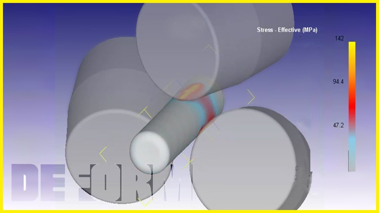 Helical rolling (three-roll skew rolling) simulation. Deform 3D | OOO NZNZ - YouTube
