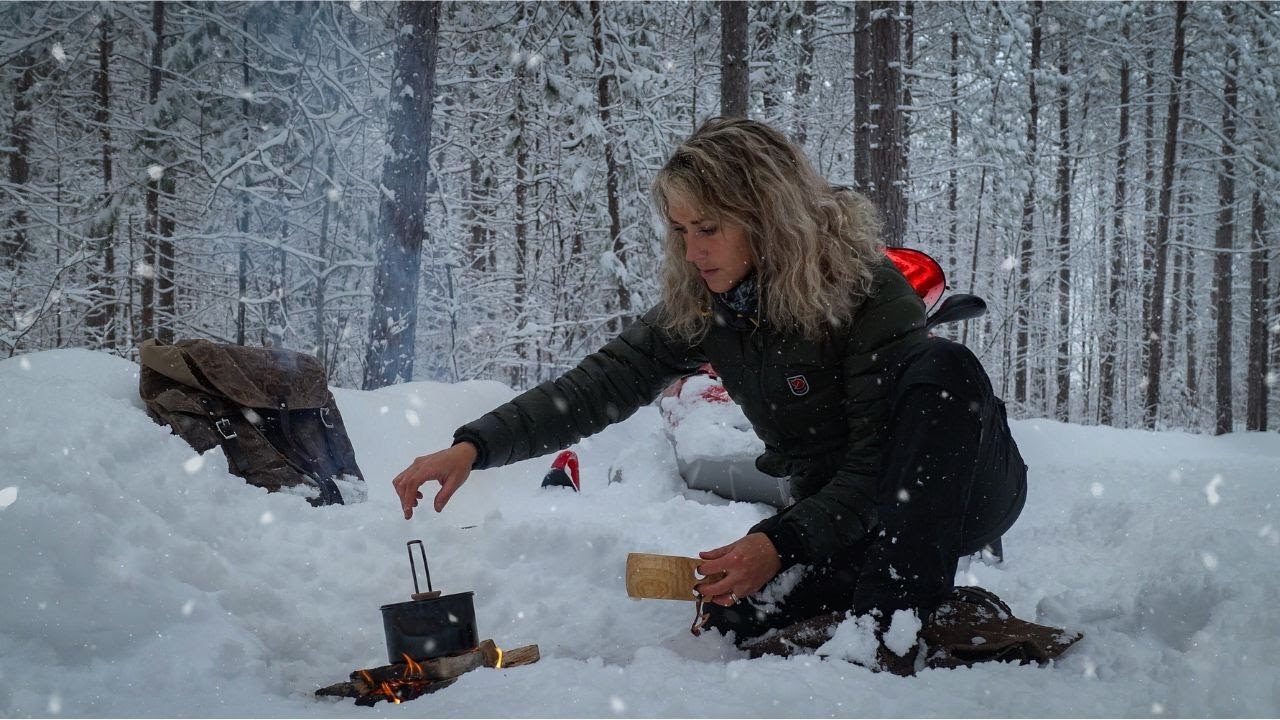 SNOWY winter day trip | coffee, fire, snowmobile and coming out of ...