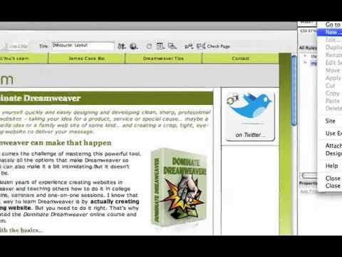 Create a CSS rollover menu in Dreamweaver - YouTube