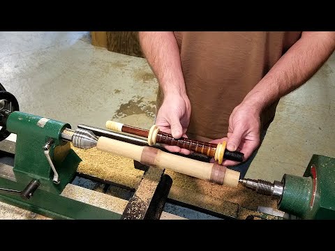 Roughing down a bass drone bottom joint - Brazilian ebony