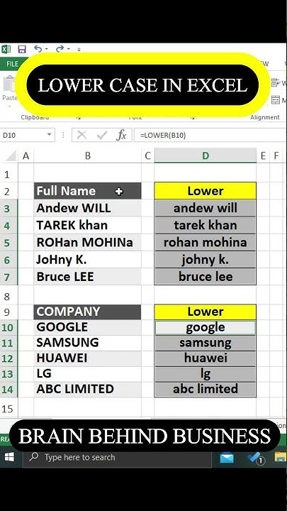 How To Use Lower Formula In Excel | Convert Your Data In Lower Case | Excel Lower Function - YouTube
