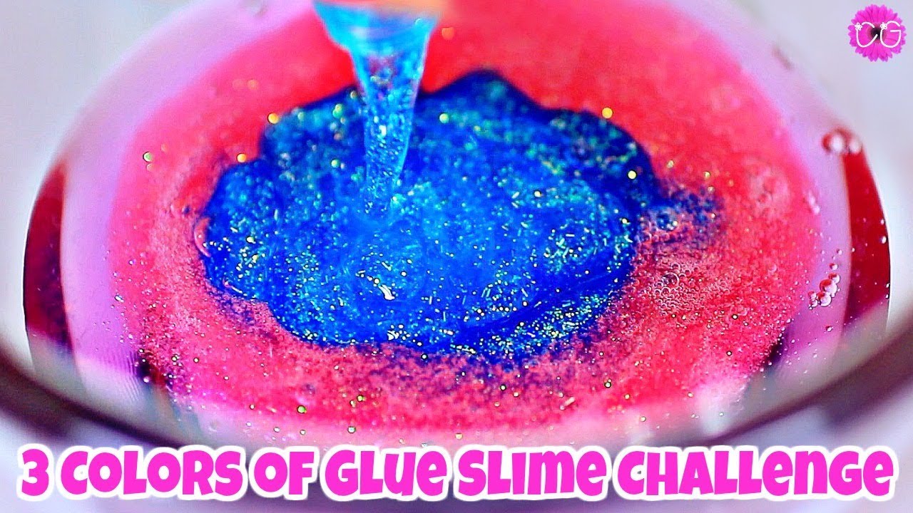 3 COLORS OF GLUE SLIME CHALLENGE!! - YouTube