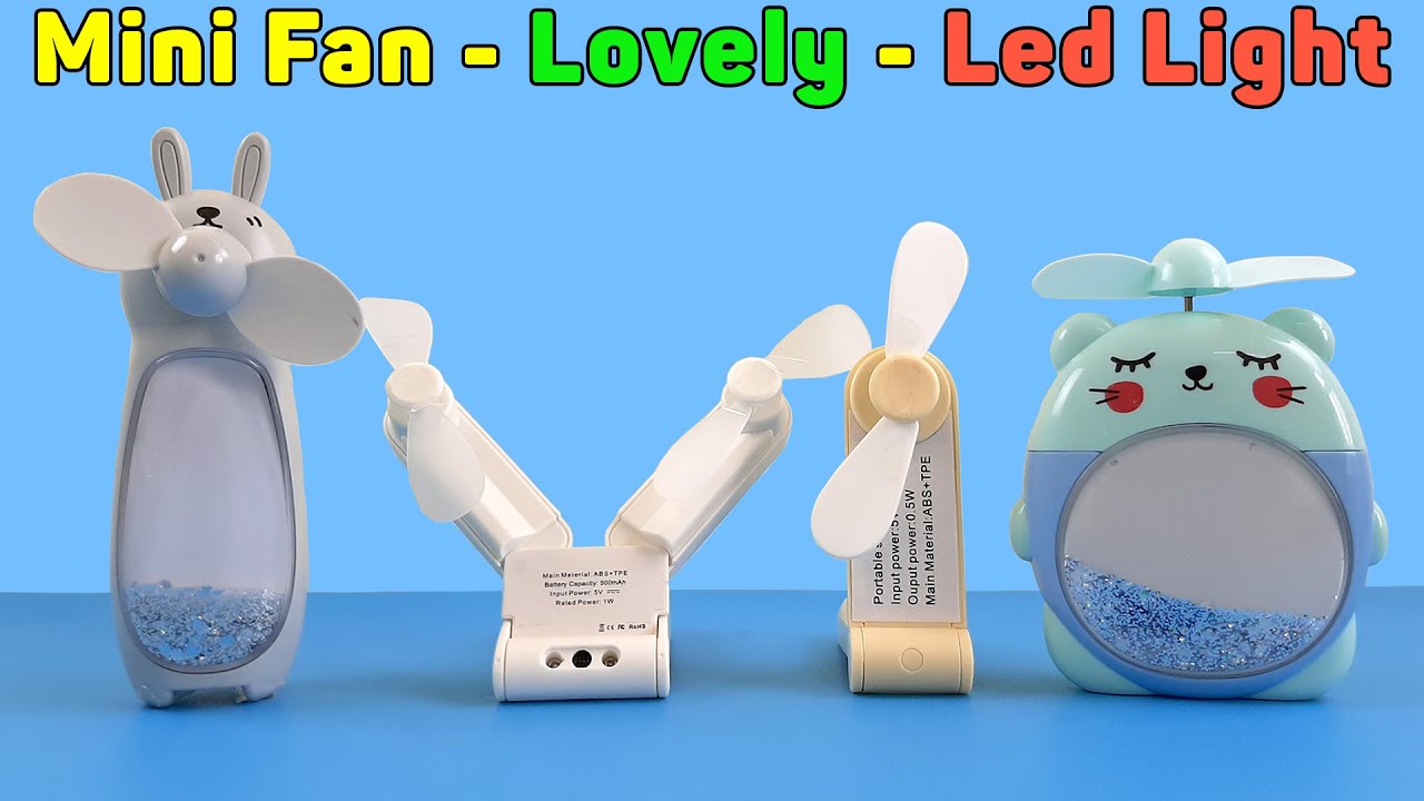 Mini Fan Lovely Led Light, Portable Mini Folden Fan | Unboxing And ...
