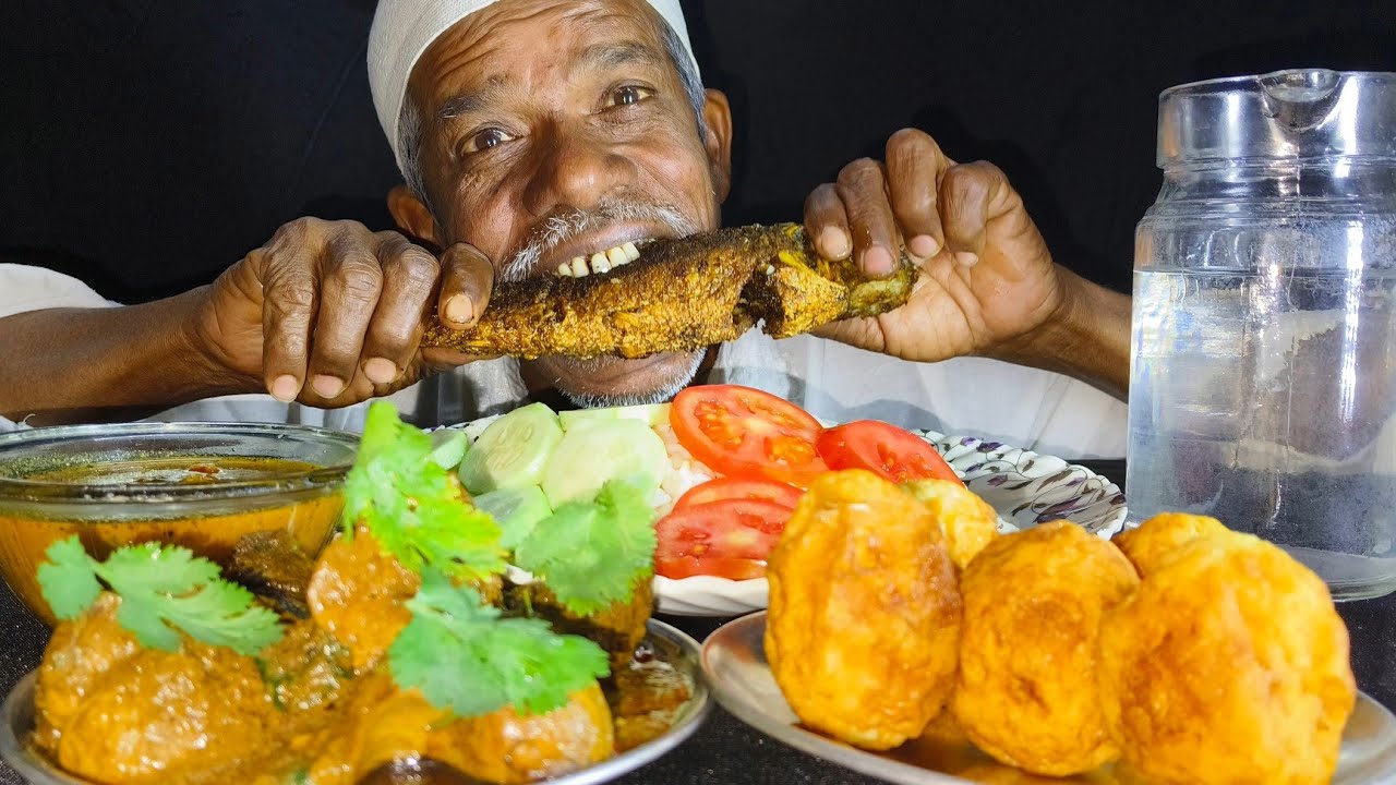 ASMR EATING SPICY CHICKEN KALEJI CURRY 🔥 🐔 SPICY WHOLE RUHI FISH FRY🔥🐠 ...