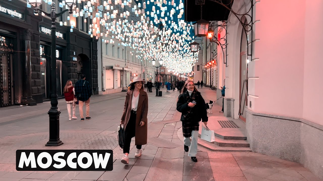 🇷🇺 Illumination in MOSCOW 🌟 Evening walk around the city - YouTube