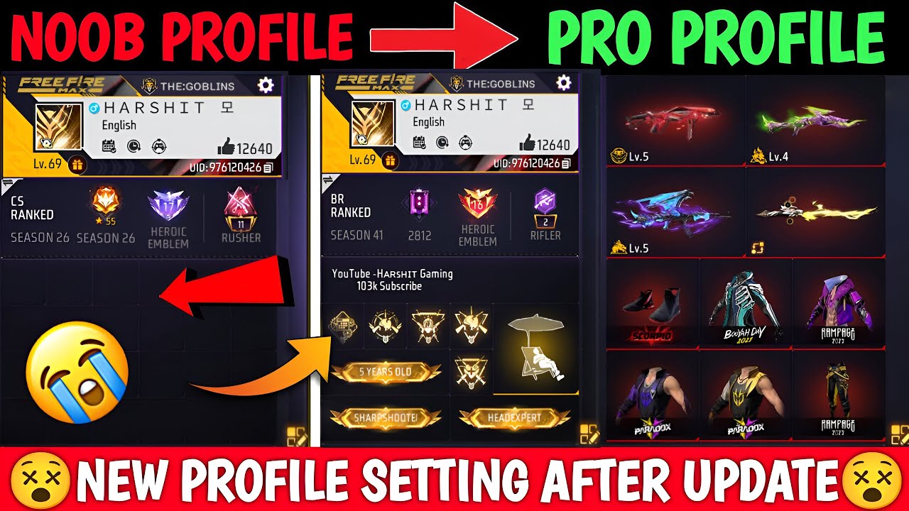 HOW TO CUSTOMIZE PROFILE LIKE A PRO | NEW PROFILE SETTING FREE FIRE MAX ...
