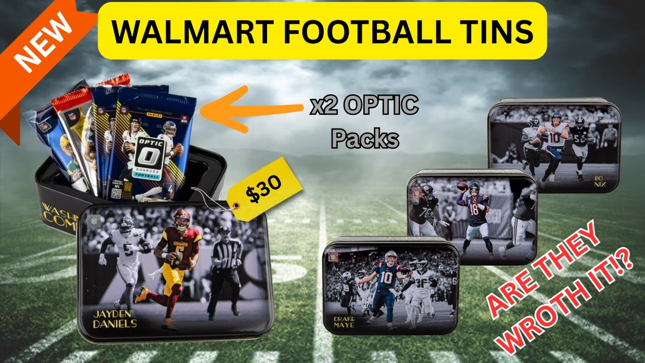 WORTH IT!? 2024 Walmart Mystery Football Tins - Donruss Optic x2 ...