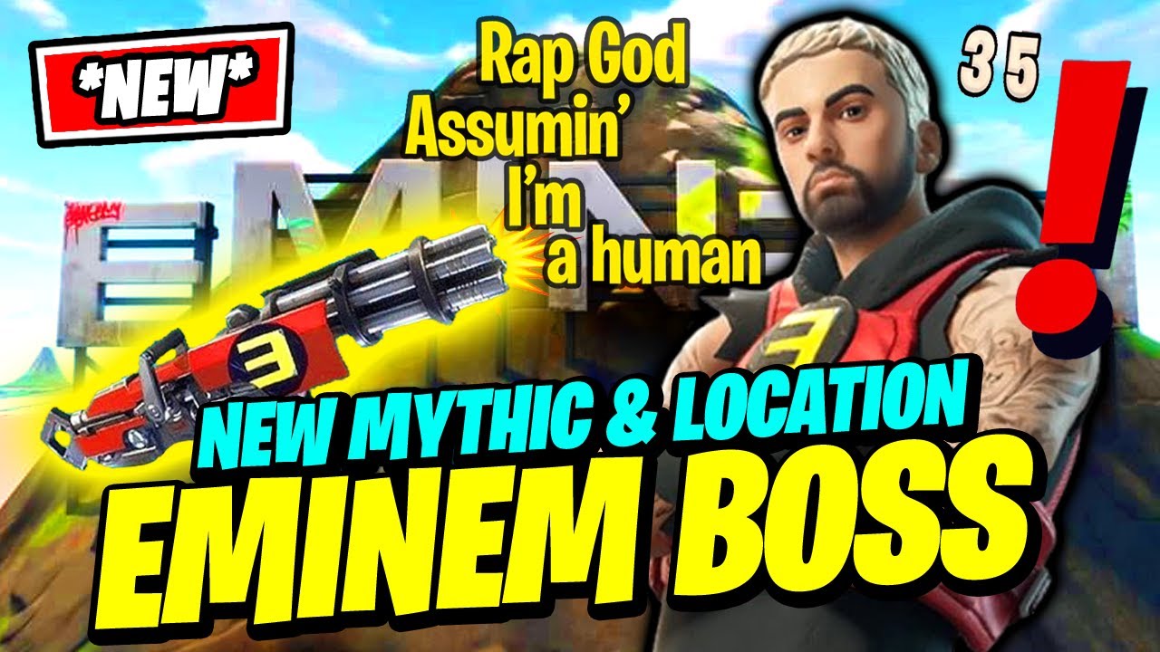 How to Find EMINEM BOSS Location & Mythic Rap God Minigun Gameplay ...
