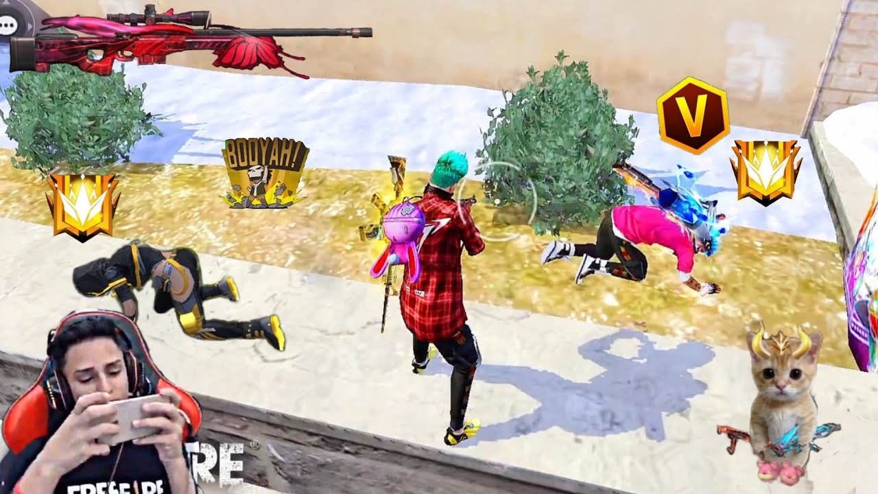 FREE FIRE V BAGE PLAYER HIP HOP IN MY GAME 😲 SOLO VS SQADE GAMEPLAY ...