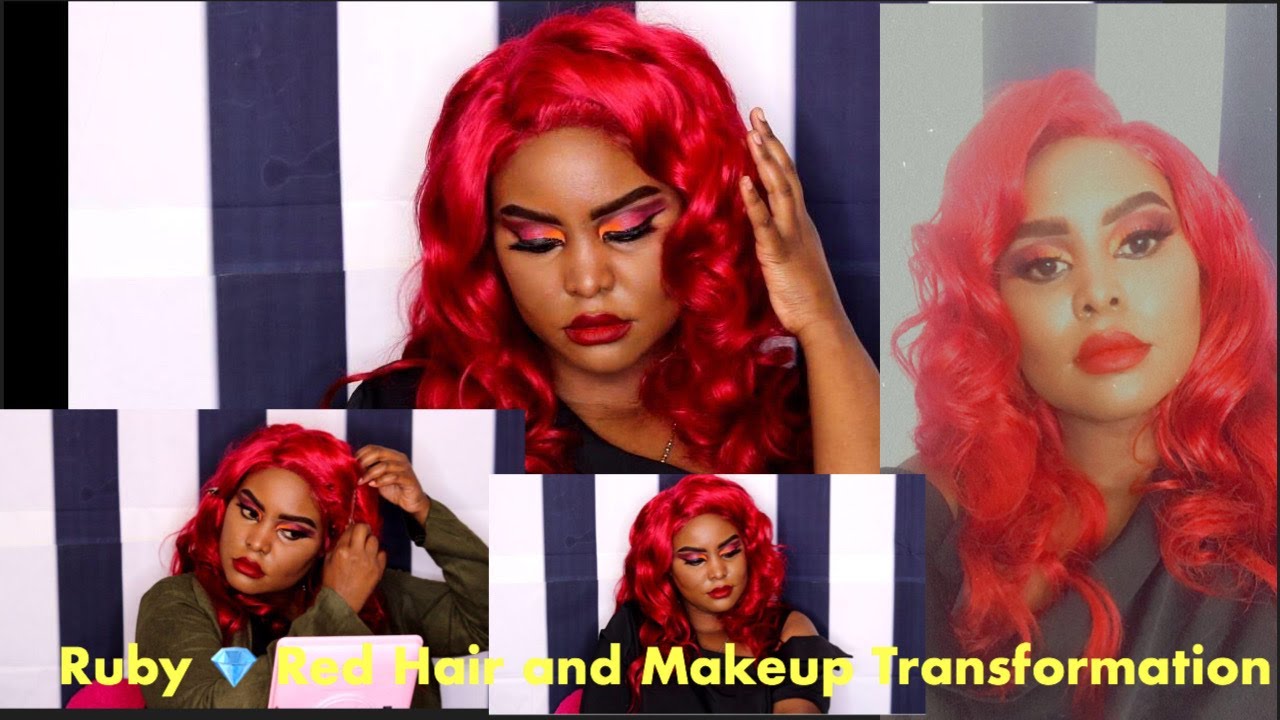 DETAILED RUBY RED HAIR AND MAKEUP TUTORIAL - YouTube
