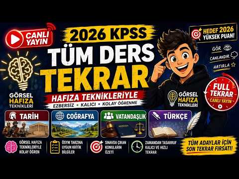 🔴 CANLI | 2026 KPSS FULL TEKRAR | Hafıza Teknikleriyle Tüm Dersler (KATILA ÖZEL TÜM DERS 27 PDF)