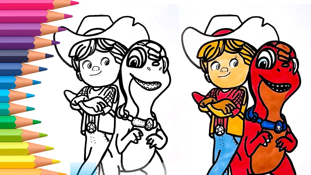 ¡Dibuja y Colorea a Jon y Blitz de Dino Ranch! 🦕🤠 | Paso a Paso para ...