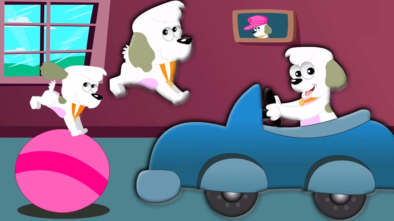 Cinco pequenos filhotes de cachorro | berçário Rima | Puppies Canção ...