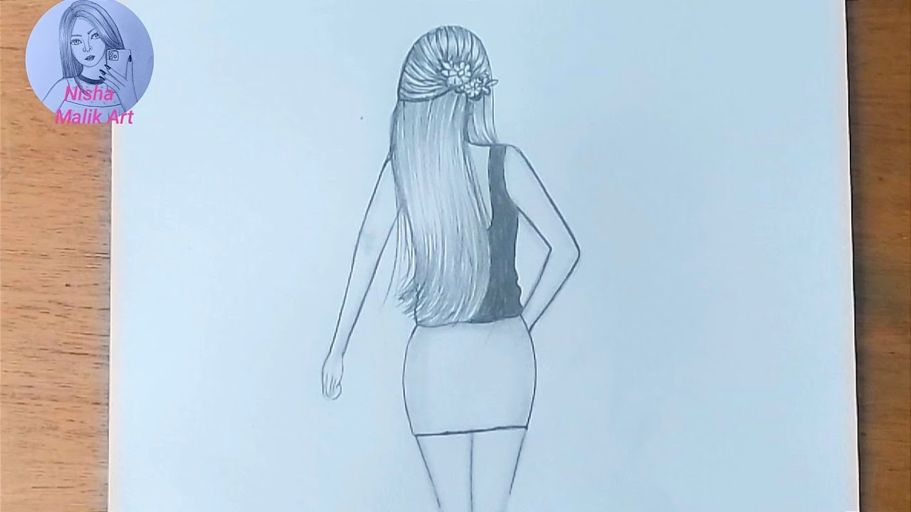 How to draw a girl backside drawing ll For beginners pencil sketch ...