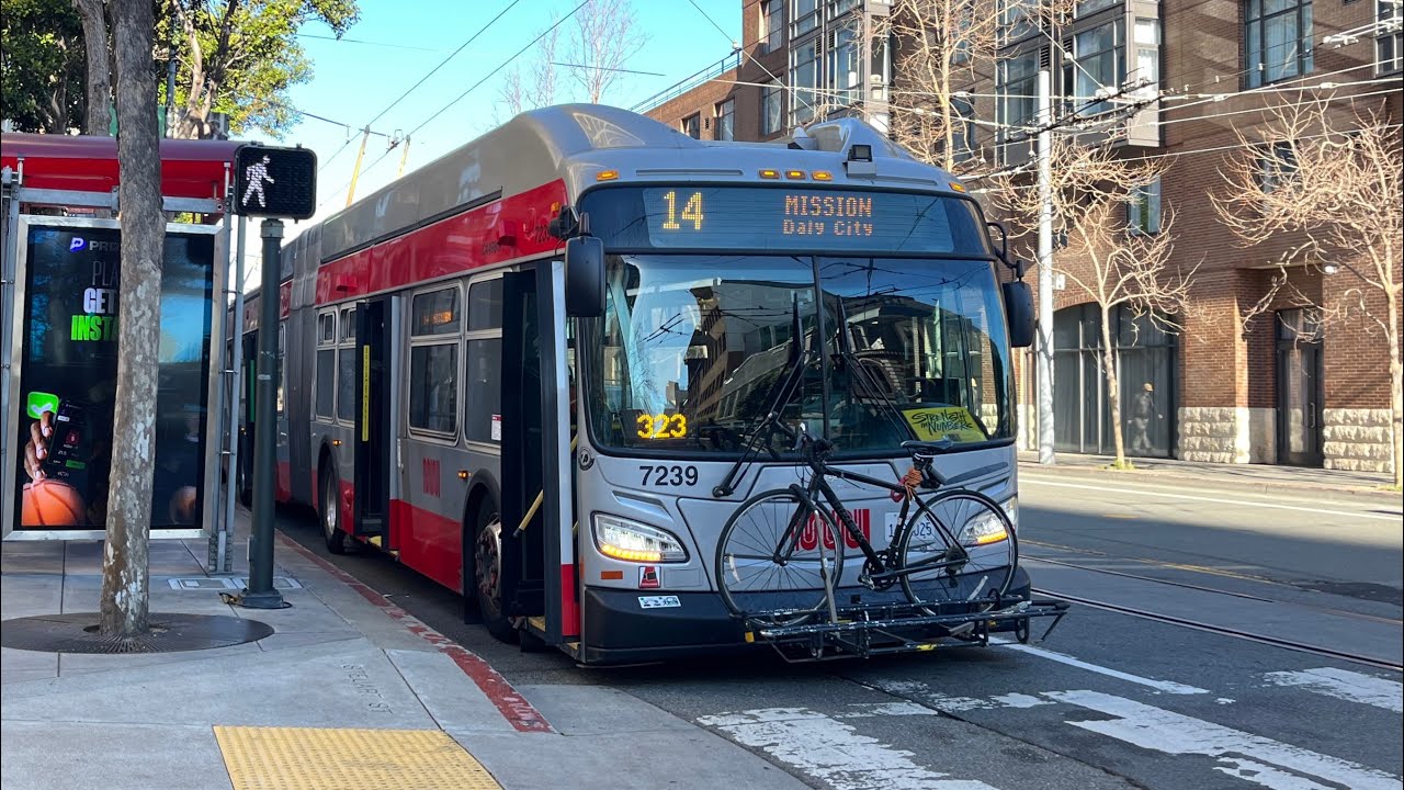 ⁴ᴷ⁶⁰ (FULL ROUTE) SF MUNI New Flyer XT60 #7239 on 14 Mission - to Daly ...
