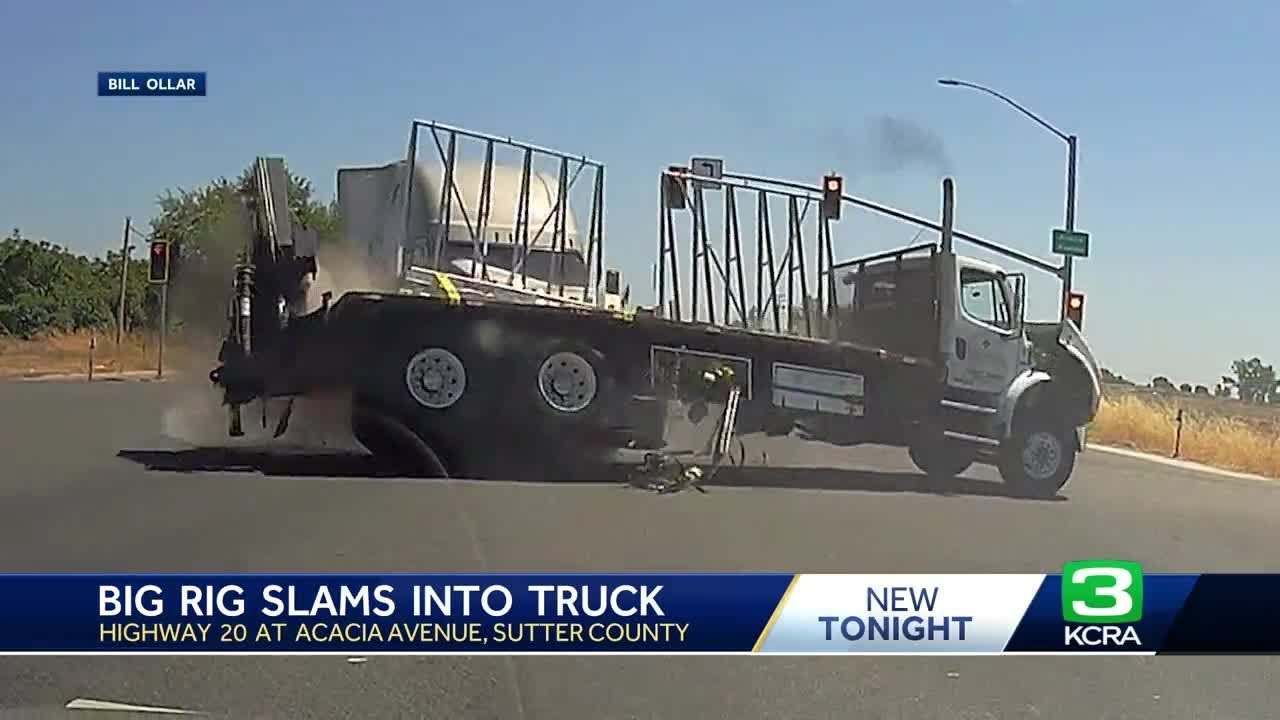 Video shows terrifying big rig crash in Sutter County - YouTube