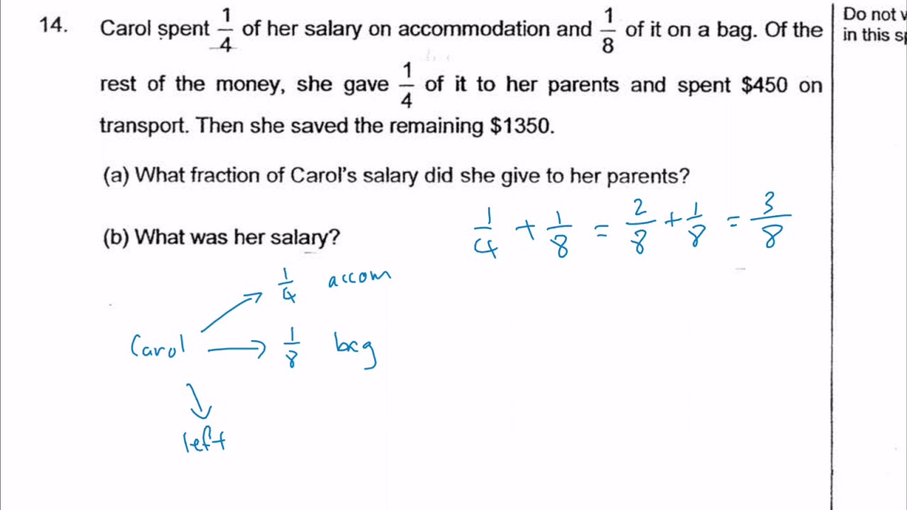 Ace those PSLE Math problem sums on percentage and fractions - YouTube