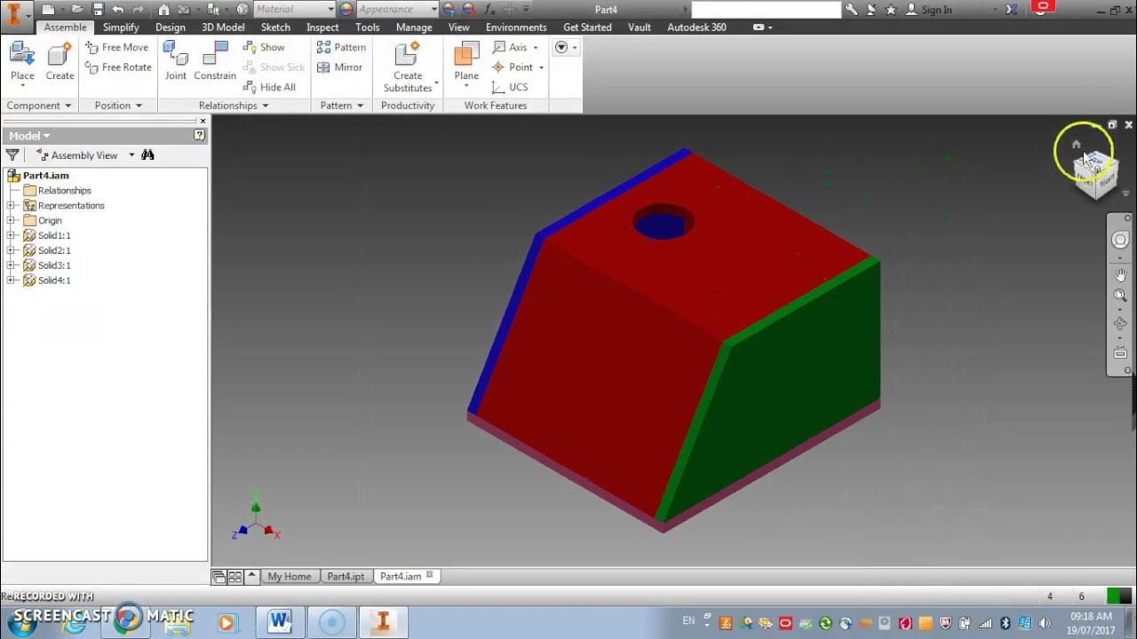 Autodesk Inventor 2015: Step 1 - Converting Part file to Assembly file - YouTube