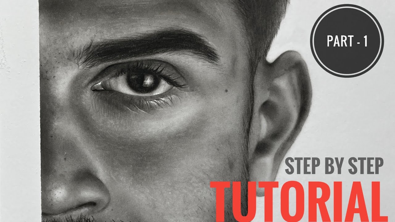 How to Draw Realistic Charcoal portrait | PART 1 | Step by step ...
