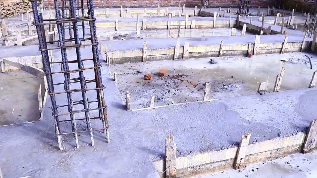 Strip Foundation Details With Column Reinforcement on Site - YouTube