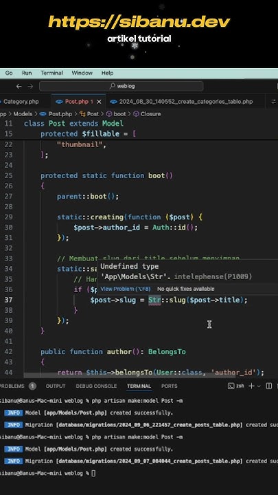 ORM laravel di file Model, Generate Slug Otomatis - YouTube