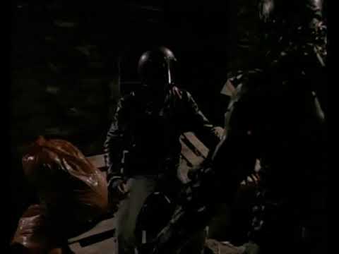 Cyborg killing motorcycle thugs in black leather jackets, jeans, and ...