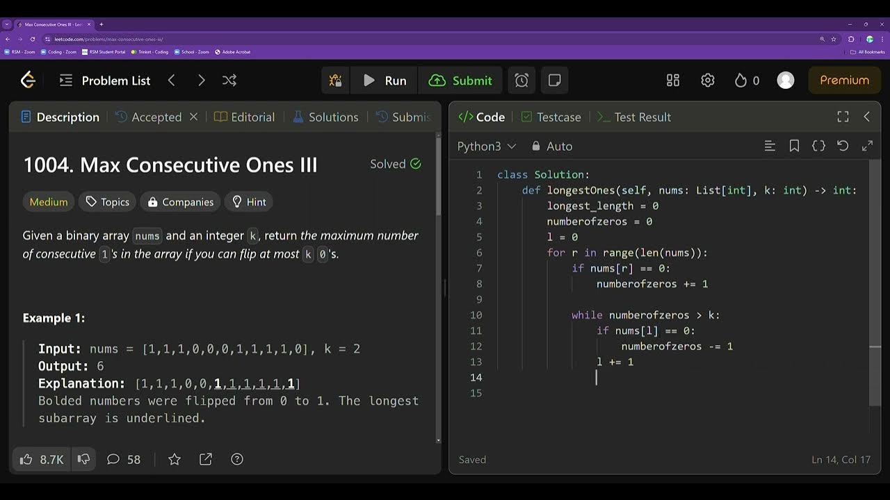 Max Consecutive Ones III - Leetcode (Python) - YouTube
