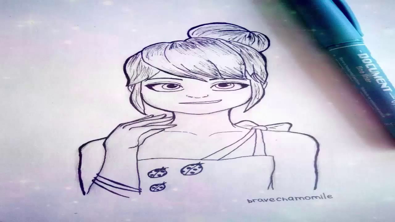 Miraculous Ladybug Drawings "Marinette With A Bun" - YouTube