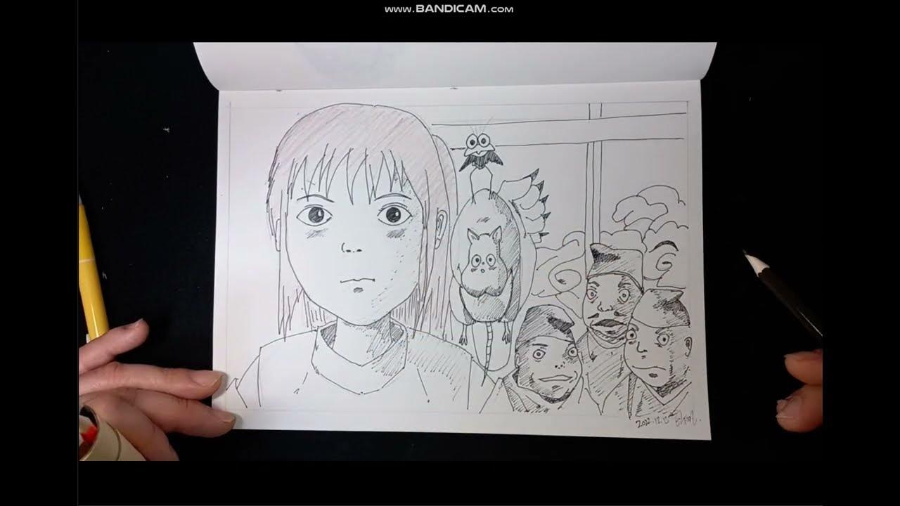 펜화#펜화#센과치히로의행방불명#The Spiriting Away Of Sen And Chihiro#drawing #그림#심포토 - YouTube