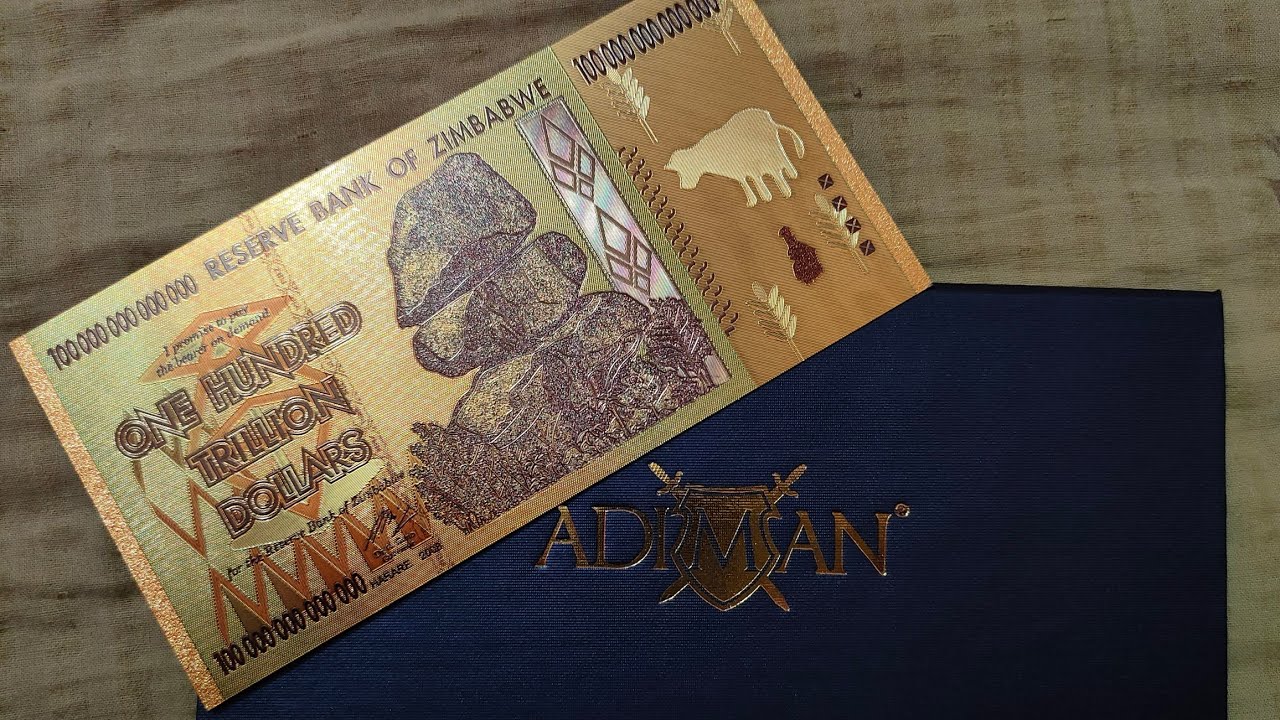 Adiman 24Kt Gold Foil Banknote with Premium Note Holder 100 Trillion ...