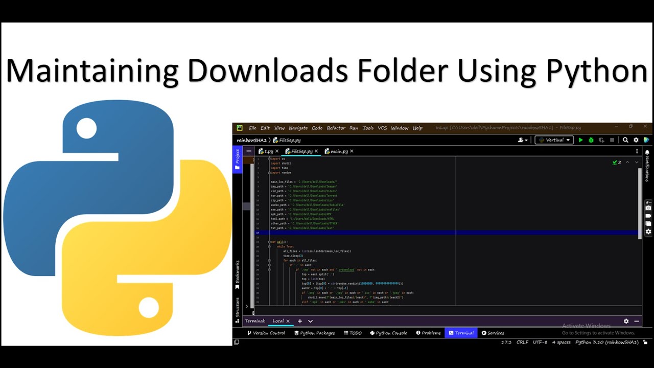 Maintaining Folders Using Python ||Learn Python os #python - YouTube