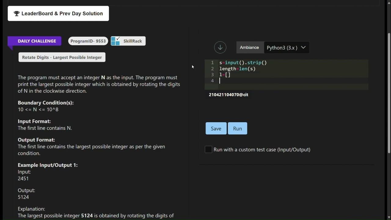 SKILLRACK DAILY CHALLENGE TODAY'S 03/12/2023 SOLUTION🔥| EASY & EFFECTIVE | ROTATE DIGITS ...