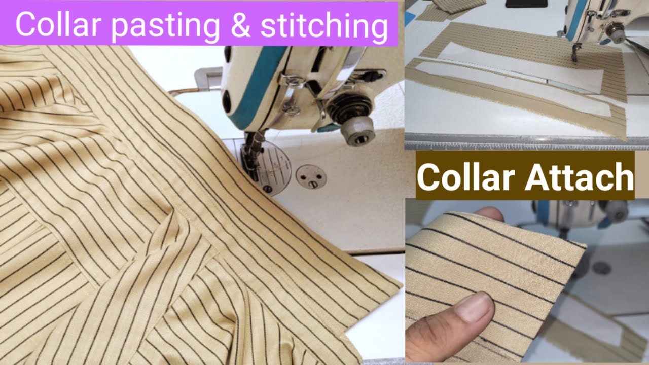 how to pasting & attach shirt collar | stitching collar - YouTube