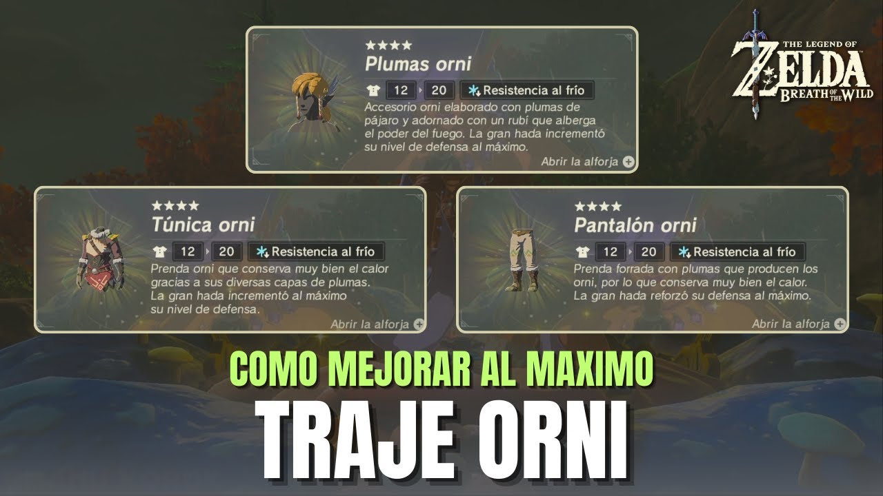 COMO MEJORAR AL MAXIMO TRAJE ORNI en Zelda Breath of the Wild - Guia ...