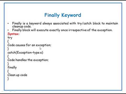 Finally Keyword in JAVA||JAVA in Telugu Lecture-67 - YouTube