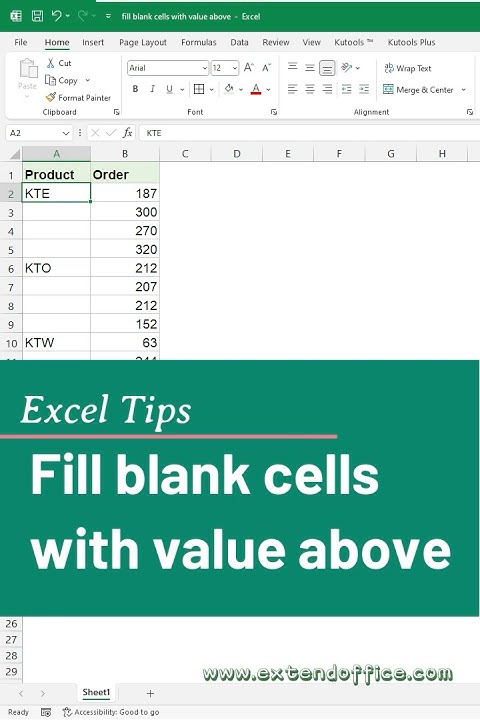 How to fill blank cells with value above? - YouTube