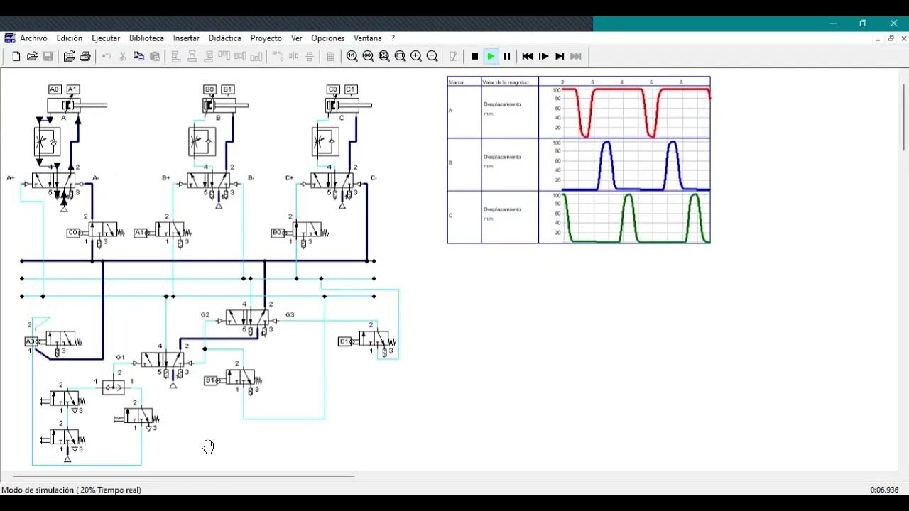 Laboratorio 7 Aplicación con 3 cilindros Fluidsim - YouTube