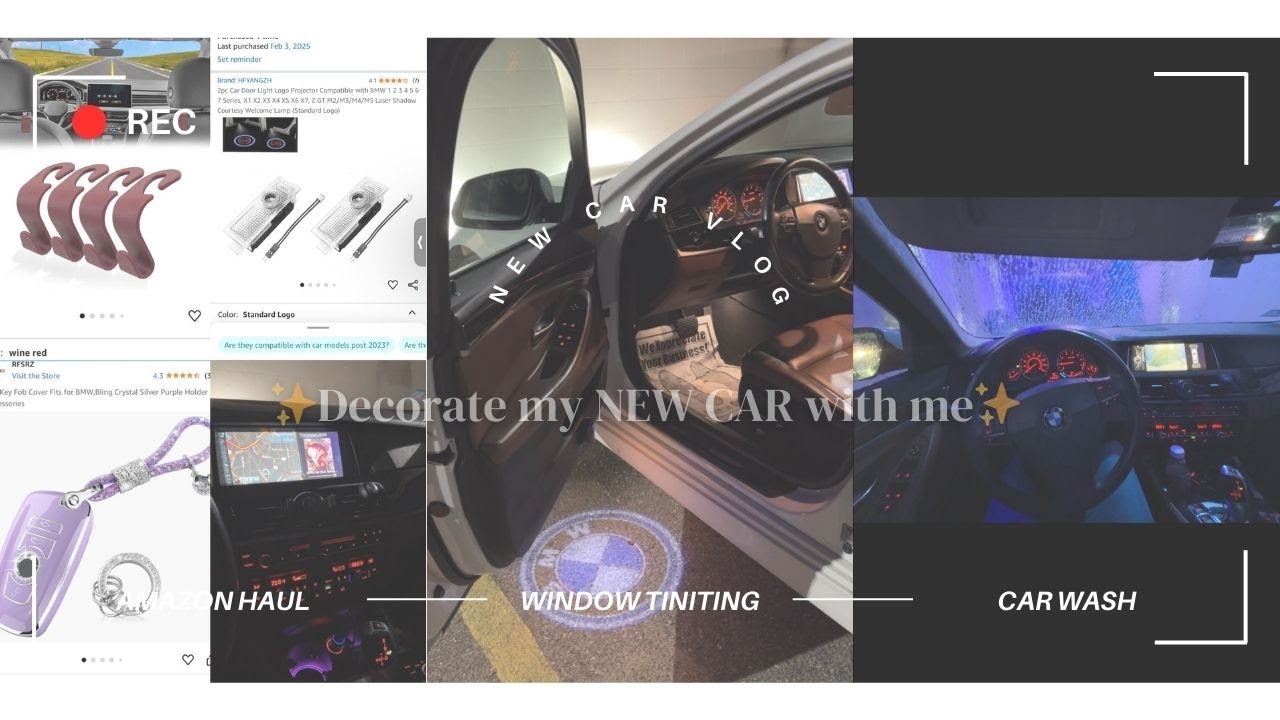 DECORATE MY CAR WITH ME | AMAZON HAUL + TOUR | WINDOW TINTING - YouTube