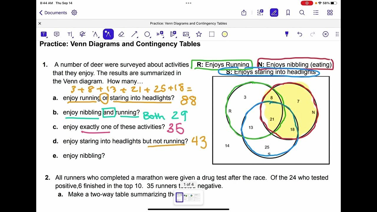 Venn diagrams and contingency tables solutions #1-3 - YouTube
