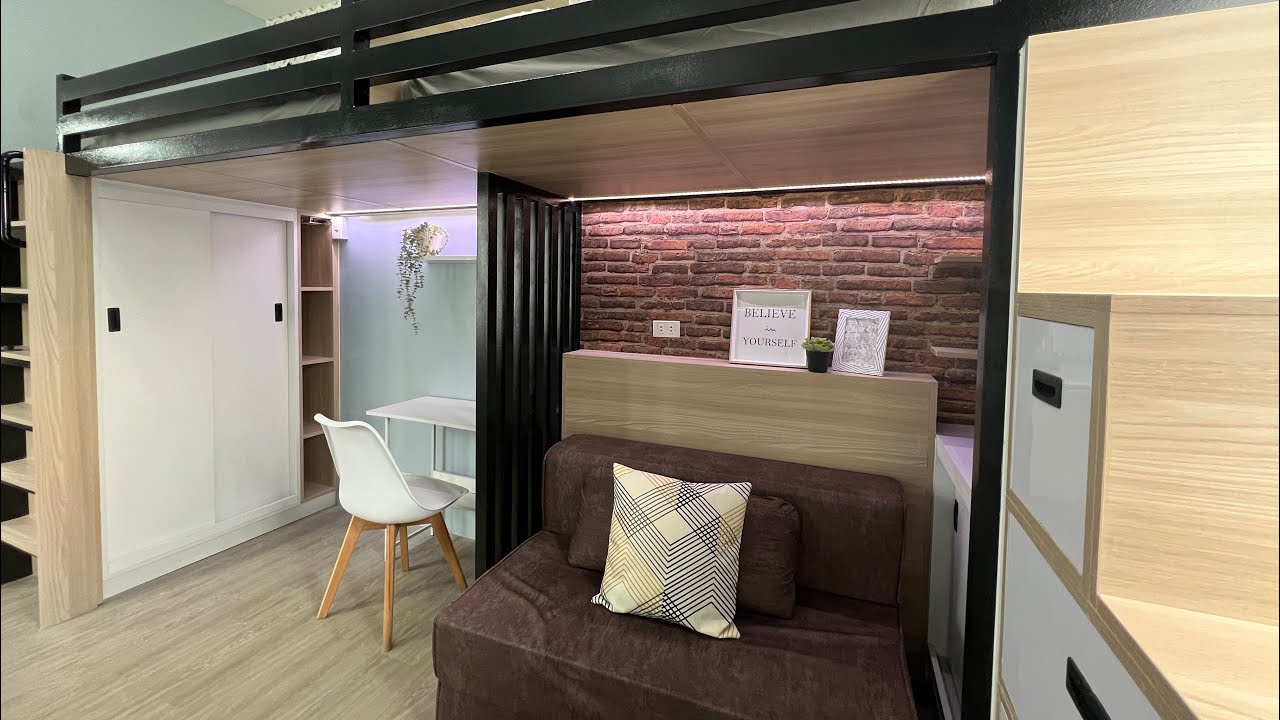 21sqm Loft Bed Style Studio Unit - YouTube