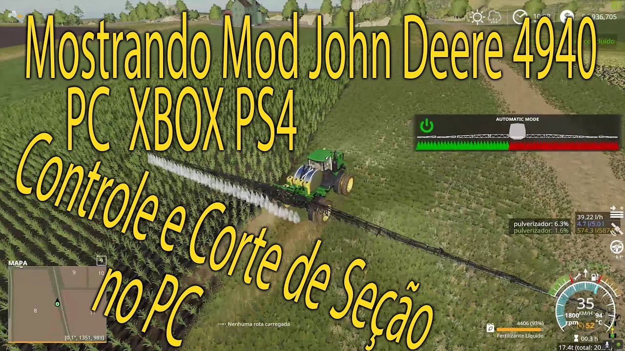 Farming Simulator 19 Mostrando Mod John Deere 4940 Self-Propelled ...
