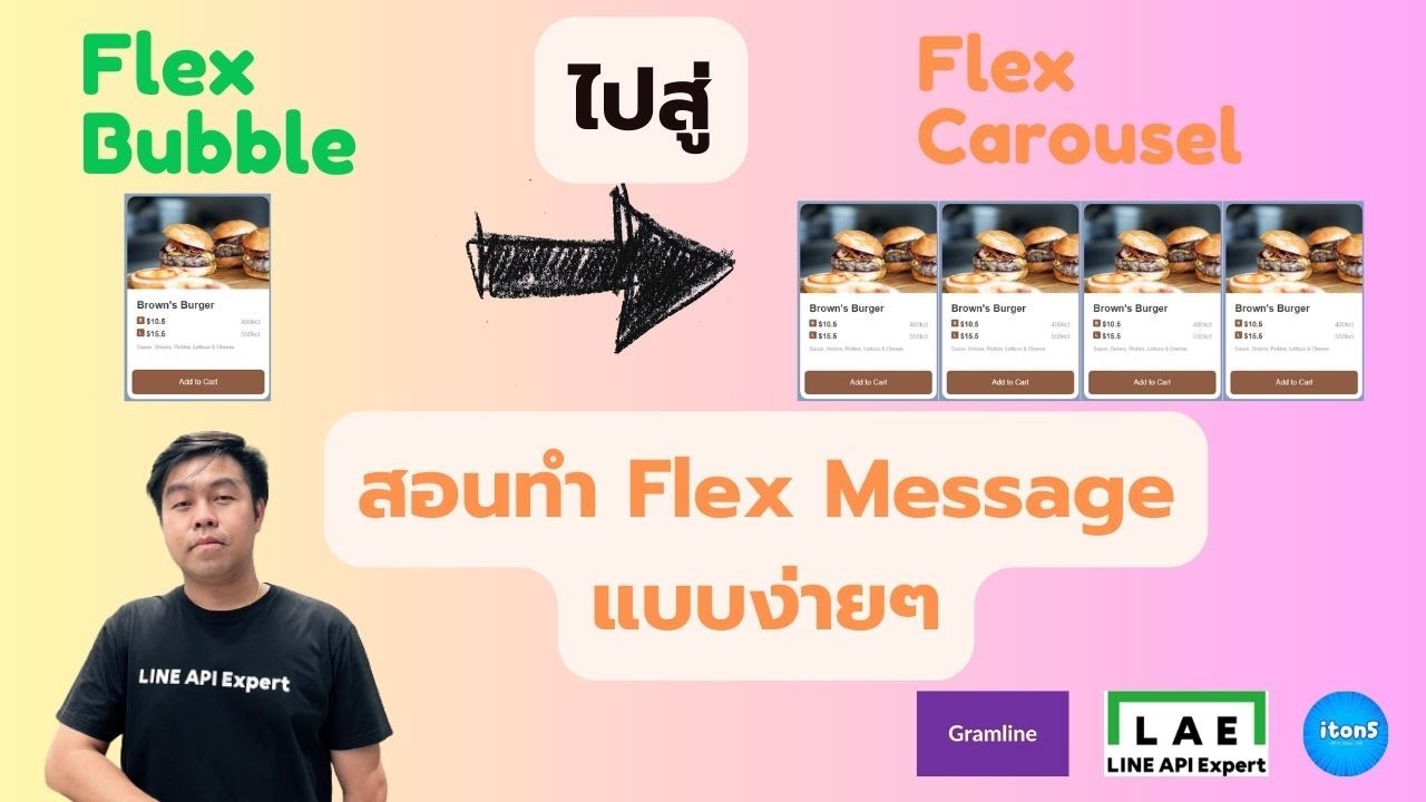 สอนทำ Flex Message ที่สร้างจาก Bubble ไปสู่ Flex Carousels - YouTube