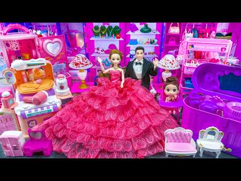 20 Minutes Satisfying Unboxing Barbie Doll Princess Royal Wedding Bedroom,Kitchen Playset Review Toy